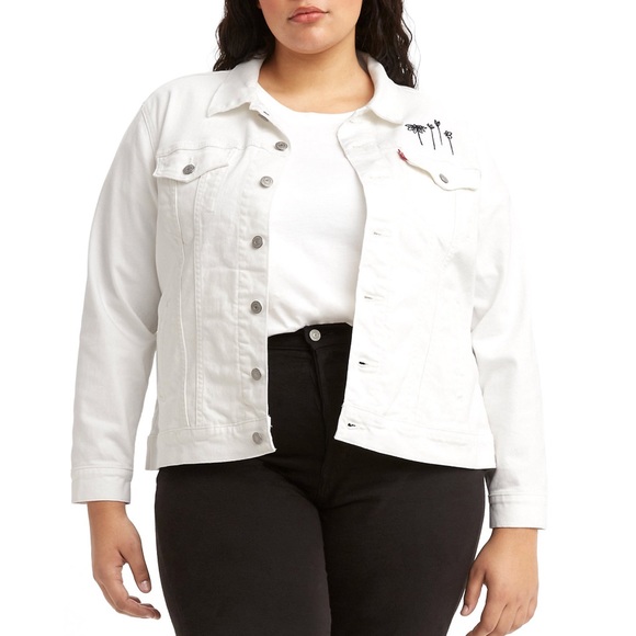 Levi's | Jackets & Coats | Levis White Flower Exboyfriend Denim Jacket ...